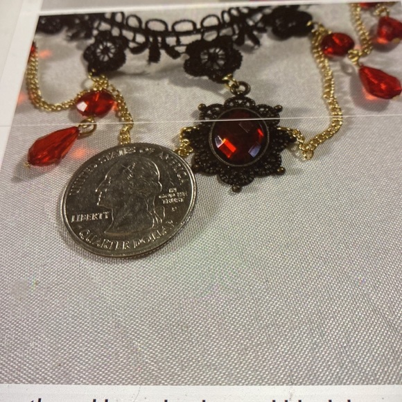 Jewelry | Vamp Goth Necklace Choker Red And Black Lace | Poshmark